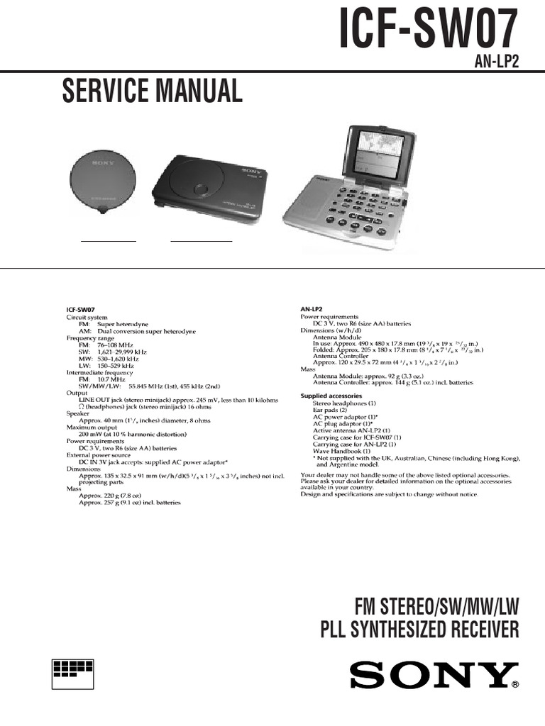 Sony Icf Sw07 | PDF | Frequency Modulation | Electricity