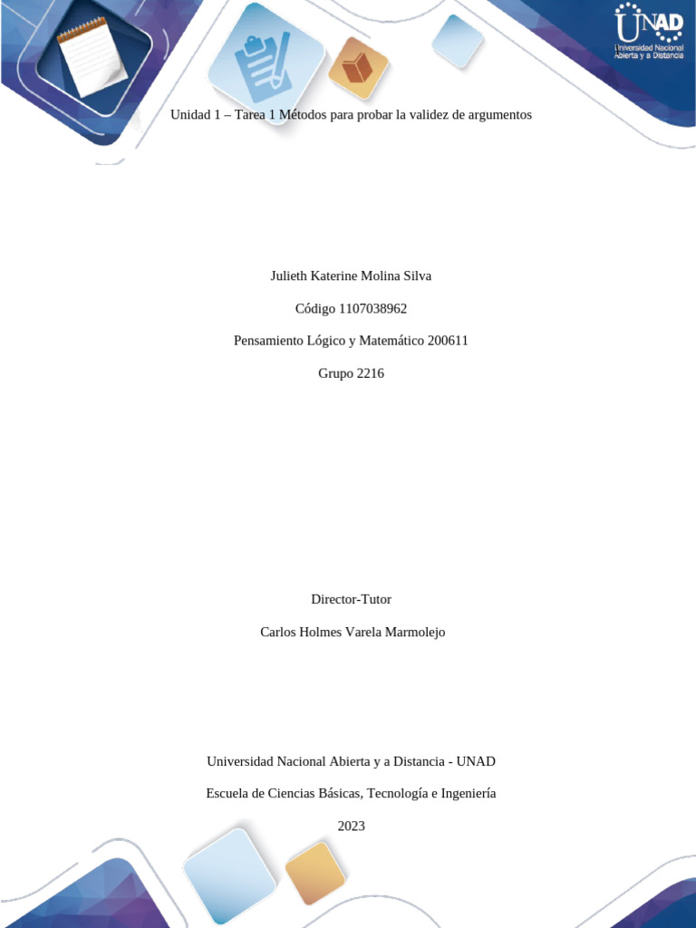 Ejercicio 1 Julieth Molina 2216 | PDF | Argumento | Proposición