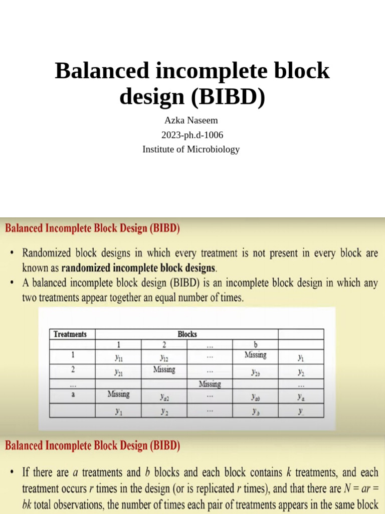 BIBD Layout and Data Analysis | PDF | Science & Mathematics ...