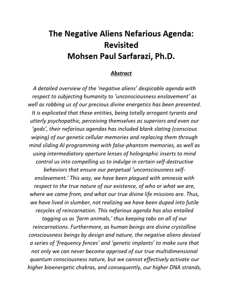 Negative Aliens' Agenda Exposed | PDF | Mind | Afterlife
