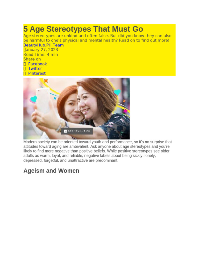 5 Age Stereotypes That Must Go | PDF | Ageism | Stereotypes