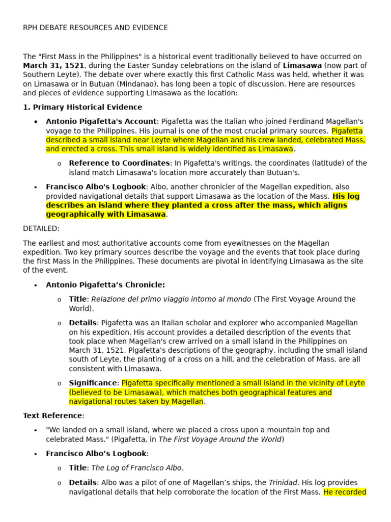 RPH Debate Resources and Evidence | PDF