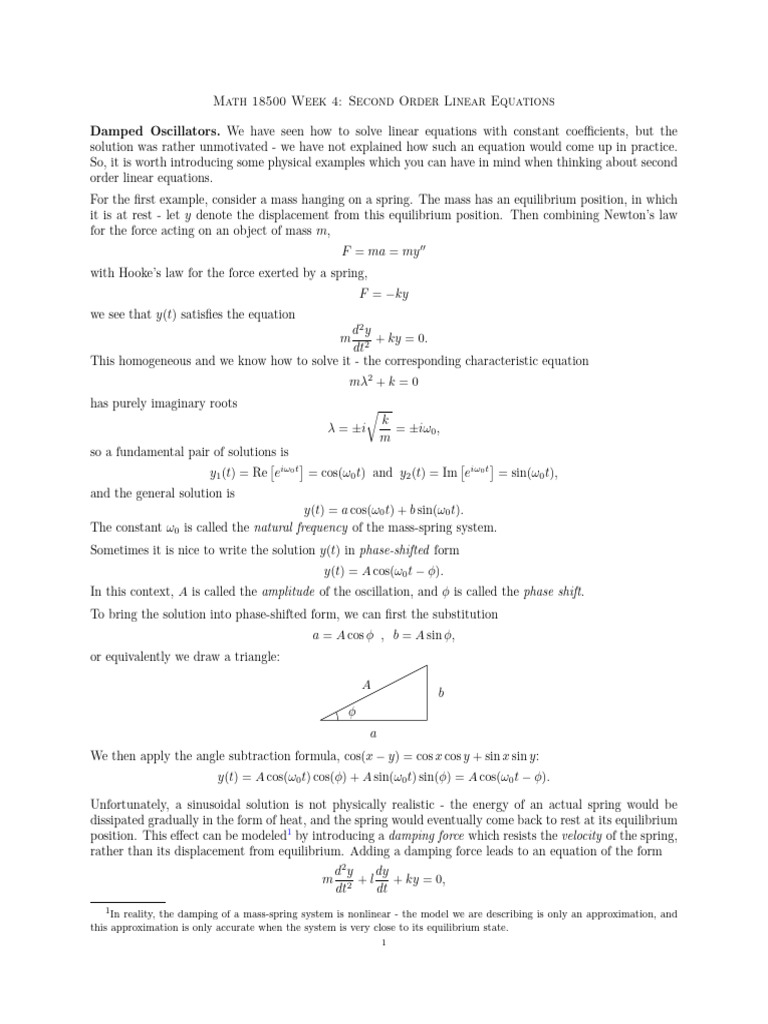 185 Week 4 | PDF | Damping | Ordinary Differential Equation