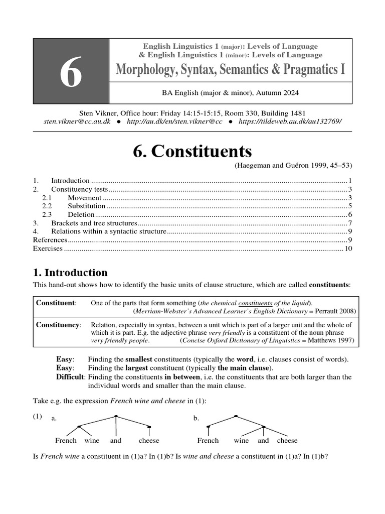 24a MSSP 06 Constituents | PDF | Syntax | Grammar