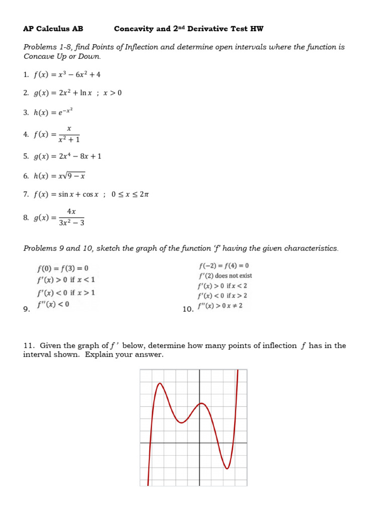 AP Calculus AB: Concavity & Inflection Points | PDF | Teaching Methods ...