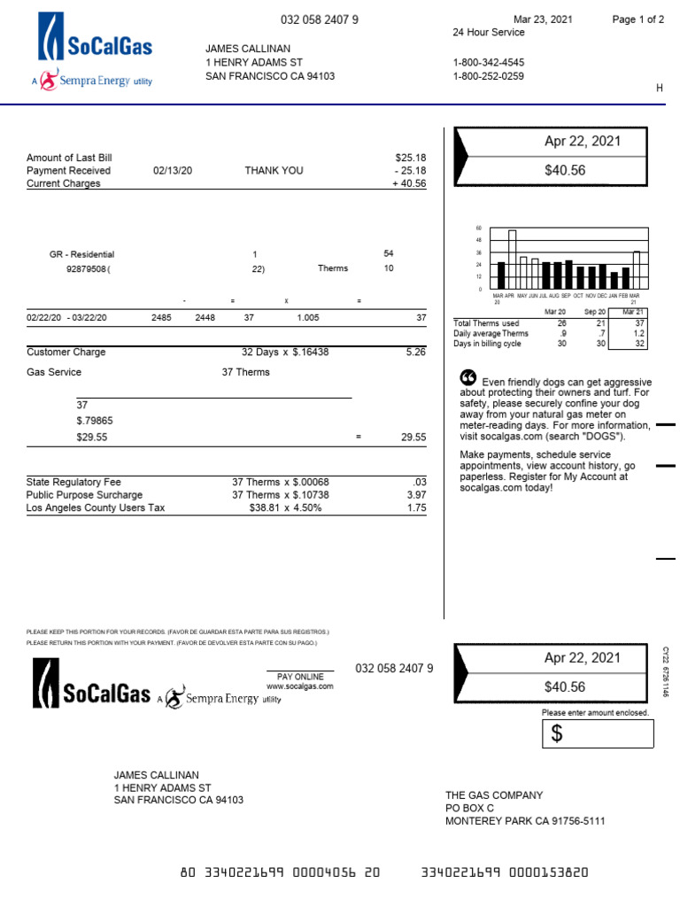 bill_socalgas2 | PDF | Cheque | Debit Card