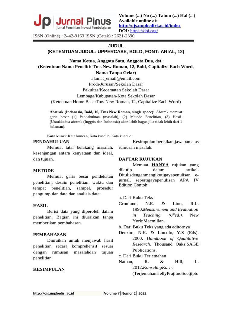 Template Jurnal Pinus | PDF | Kajian Bahasa Asing