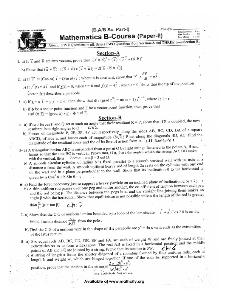 A2015 Uog Math B Paper II | PDF