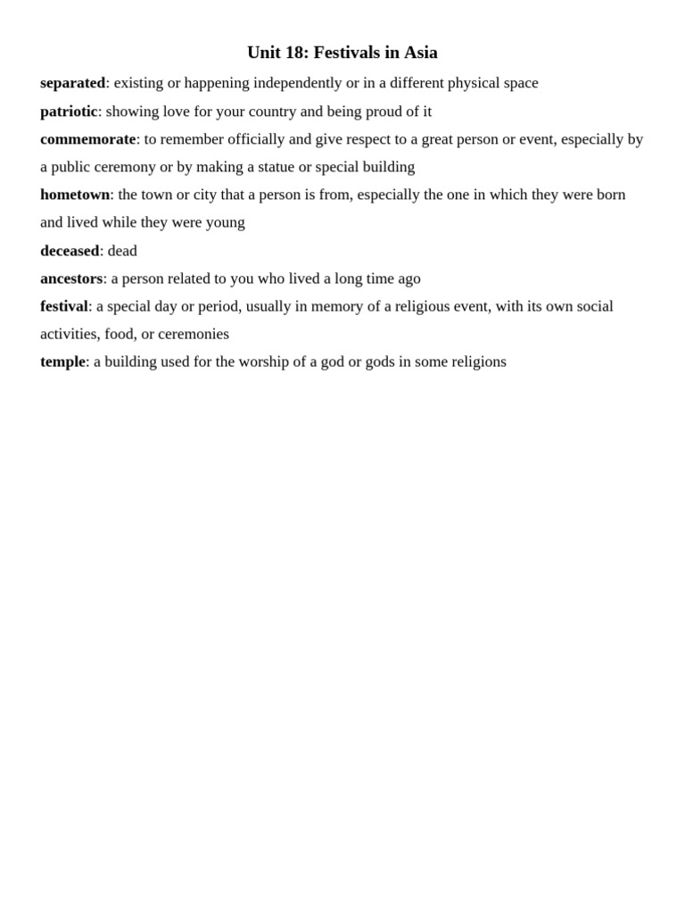 Unit 18 Vocabulary | PDF | Religion & Spirituality