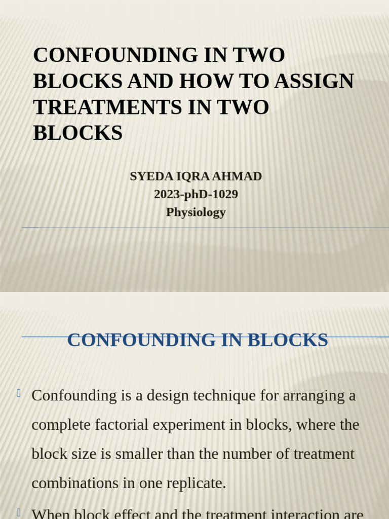 Confounding in Two Blocks and How To Assign | PDF | Applied Mathematics ...