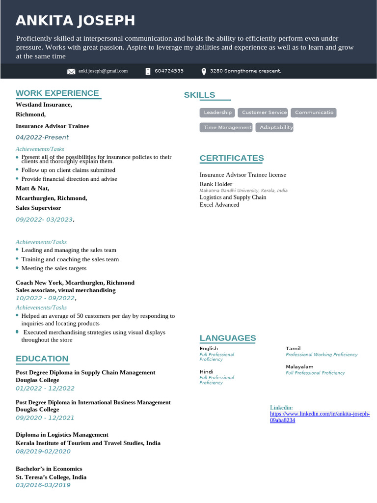 Ankita Resume Org | PDF | Business