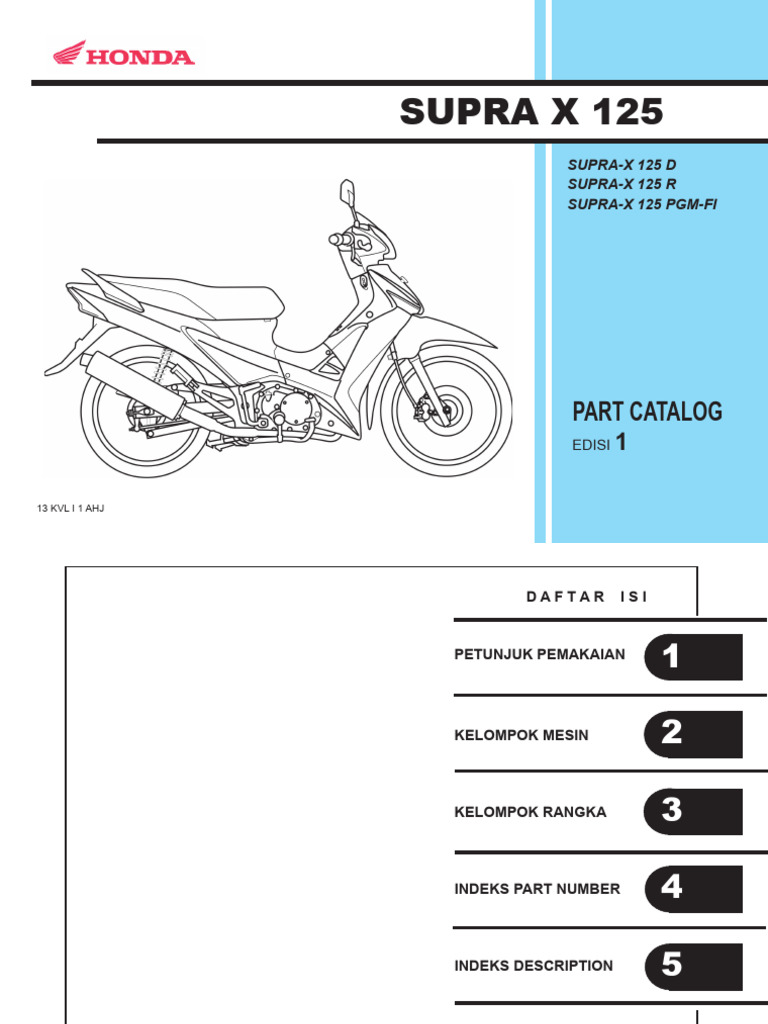 Katalog Suku Cadang Honda SUPRA X 125 PART | PDF | Komputer | Teknologi & Rekayasa