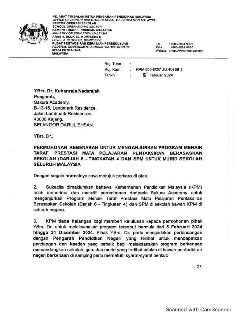SURAT KELULUSAN KPM 2024 | PDF