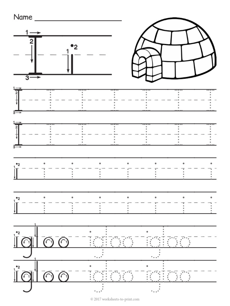 Tracing Letter I Worksheet | PDF