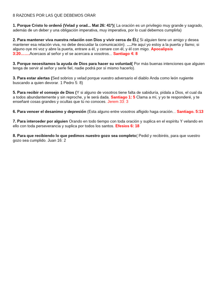 8 Razones Por Las Que Debemos Orar | PDF