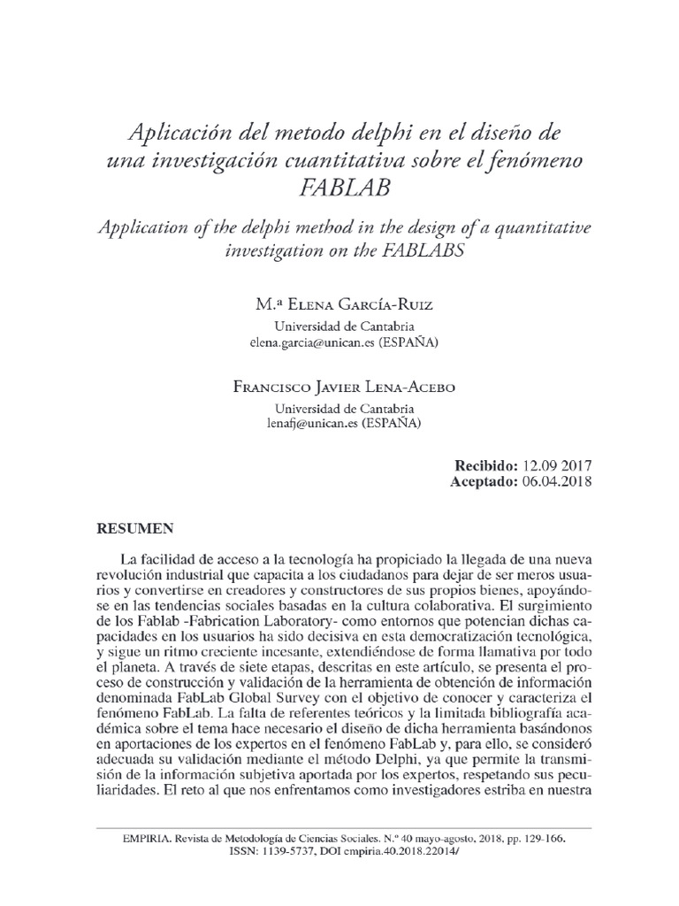 Aplicación del metodo delphi en el diseño de una investigación cuantitativa sobre el fenómeno ...