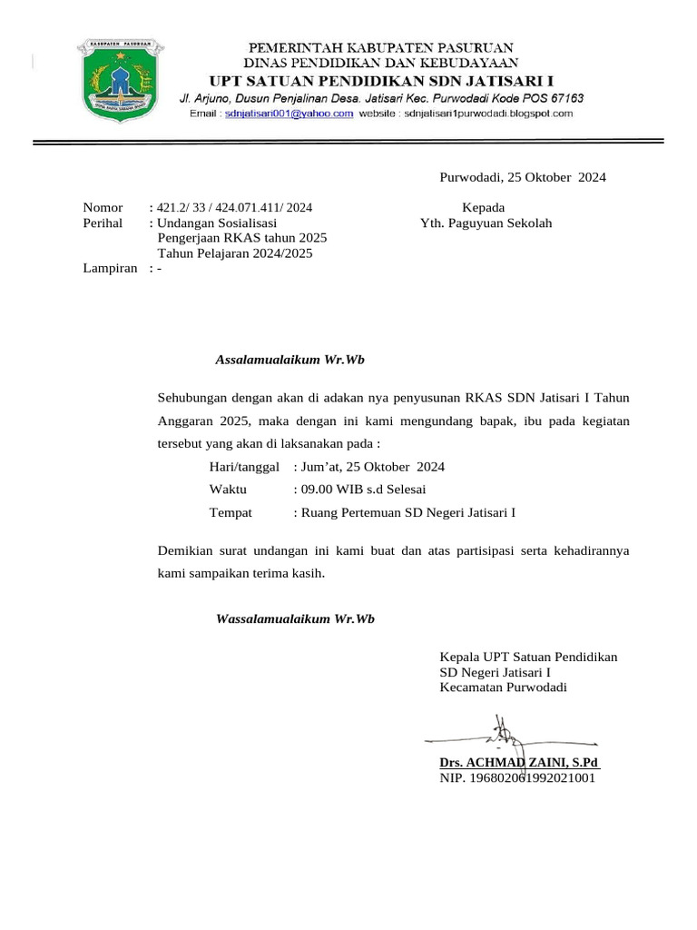 Undangan, Daftar Hadir, Notulen, Rapat Dan Berita Acara RKAS 2025 | PDF