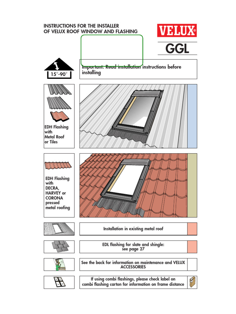 (SPEC) (Skylight) Velux Installation Instructions - Stamped | PDF ...