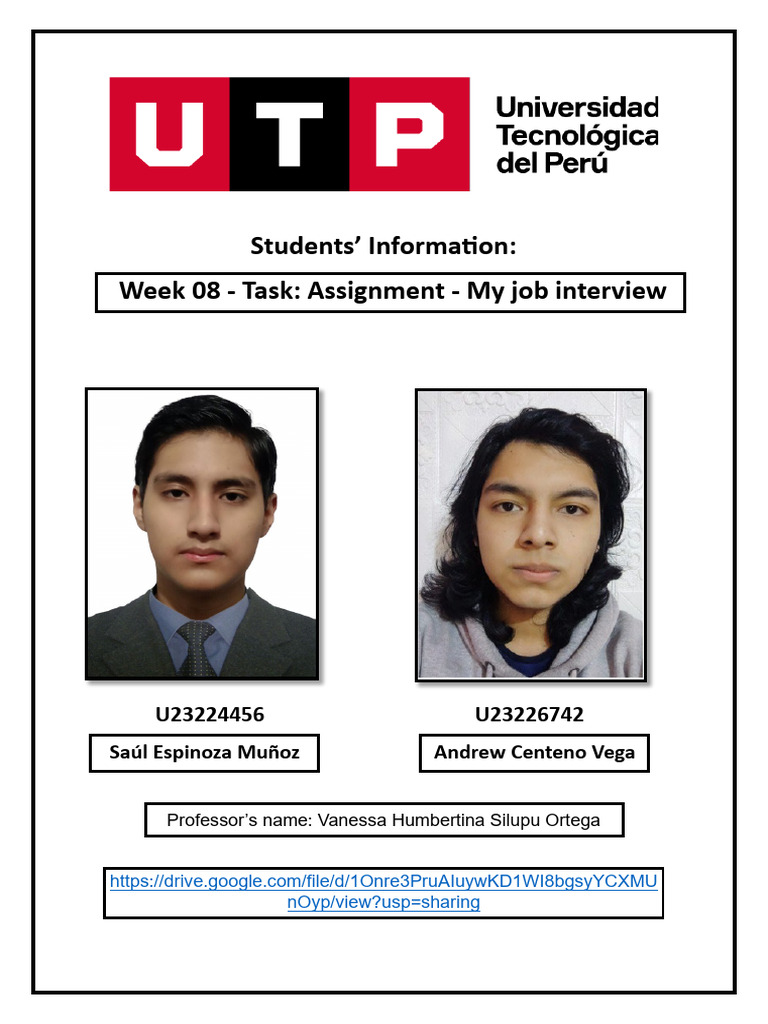 Week 08 - Task Assignment - My job interview | PDF