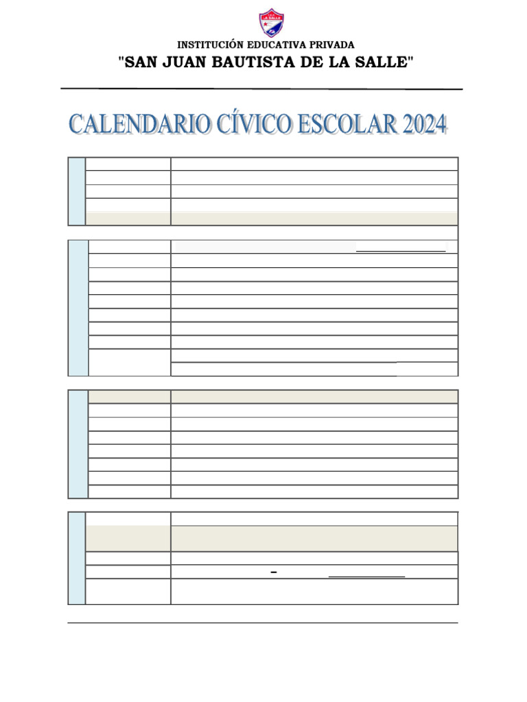 Calendario Escolar, Distribución de Trabajo, Formaciones 2024 | PDF | Perú