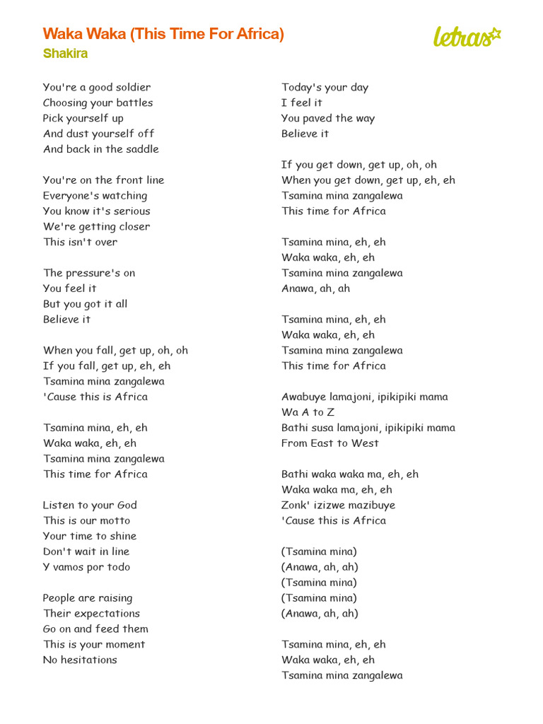 Waka Waka: This Time for Africa Lyrics | PDF