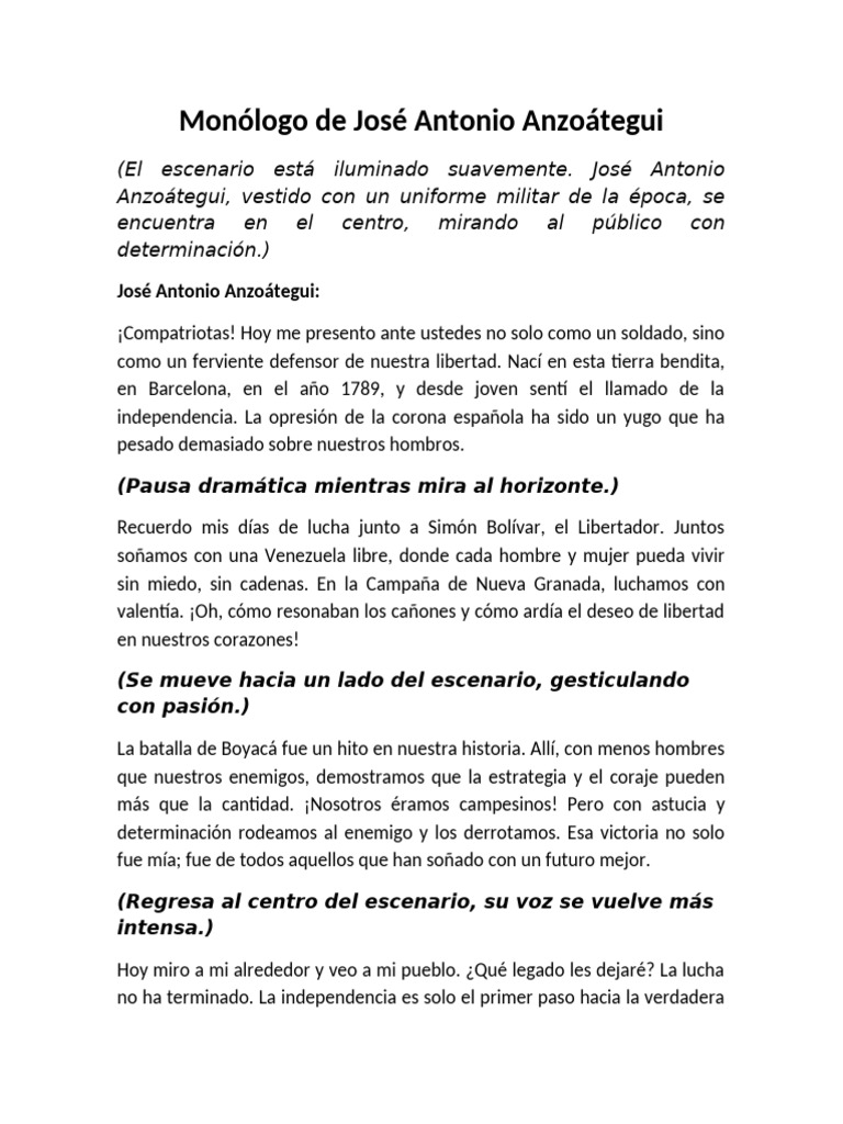 Monólogo de José Antonio Anzoátegui | PDF | Poesía