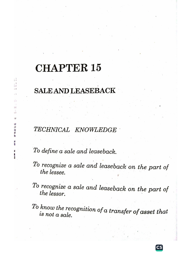Chapter 15 - Sale and Leaseback | PDF