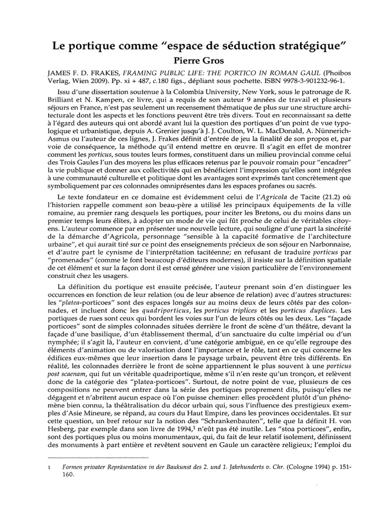GROS, P. - Le Portique Comme 'Espace de Séduction Stratégique' | PDF