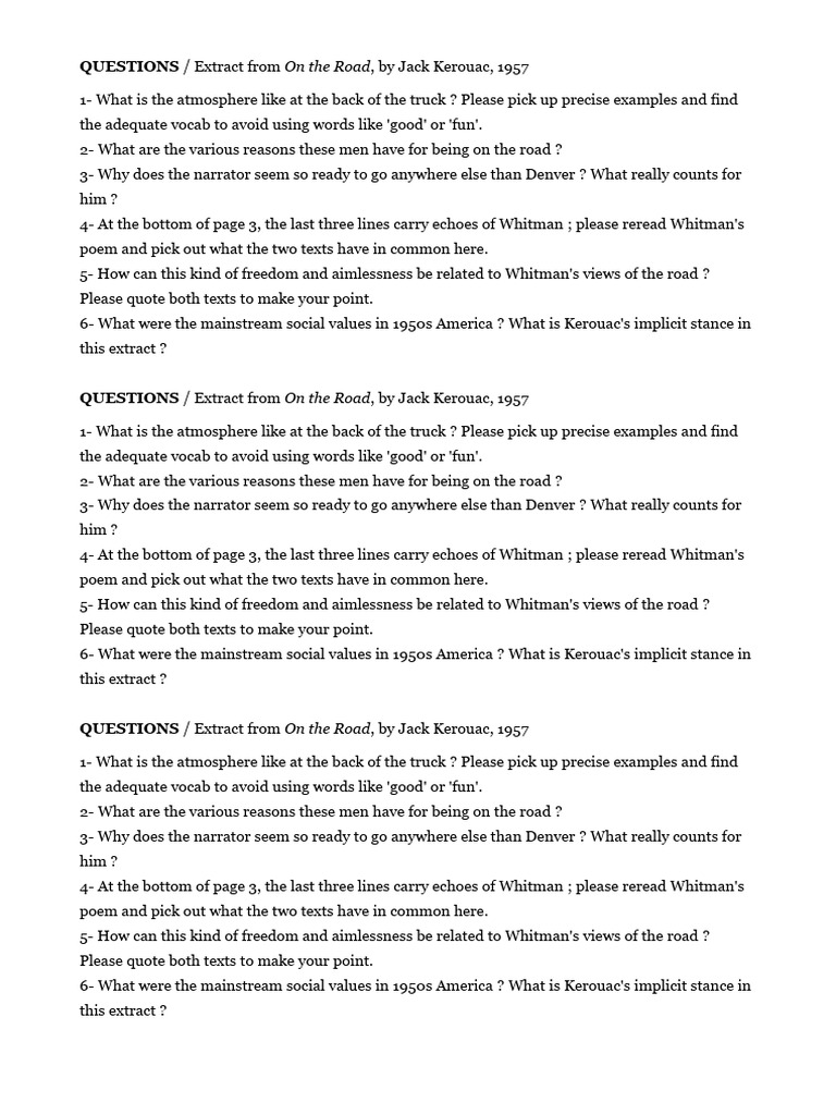 Bfi Questions Kerouac | PDF