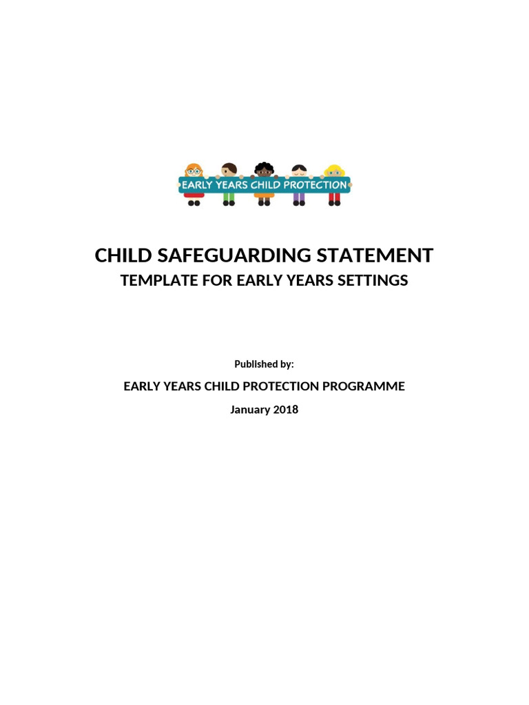 Child Safeguarding Statement Template For Early Years Jan 25 2018 1 ...