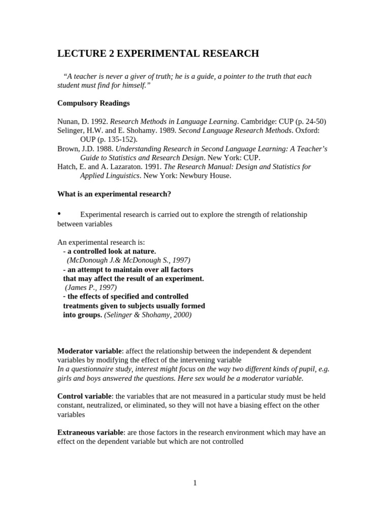 Lecture 2 Experimental Research | PDF | Statistics | Experiment
