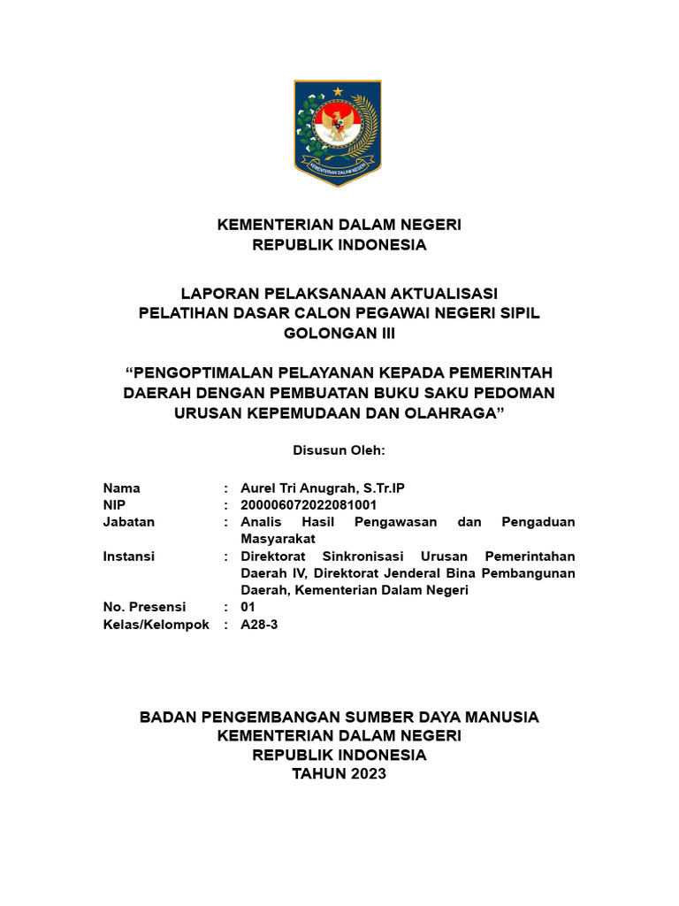 Laporan Aktualisasi - Aurel Tri Anugrah BAB I.II, III, IV, V | PDF | Bisnis | Komputer