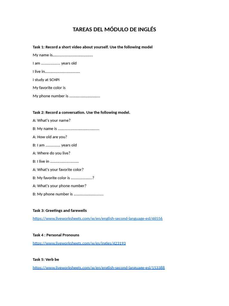 Tareas Del Módulo de Inglés | PDF
