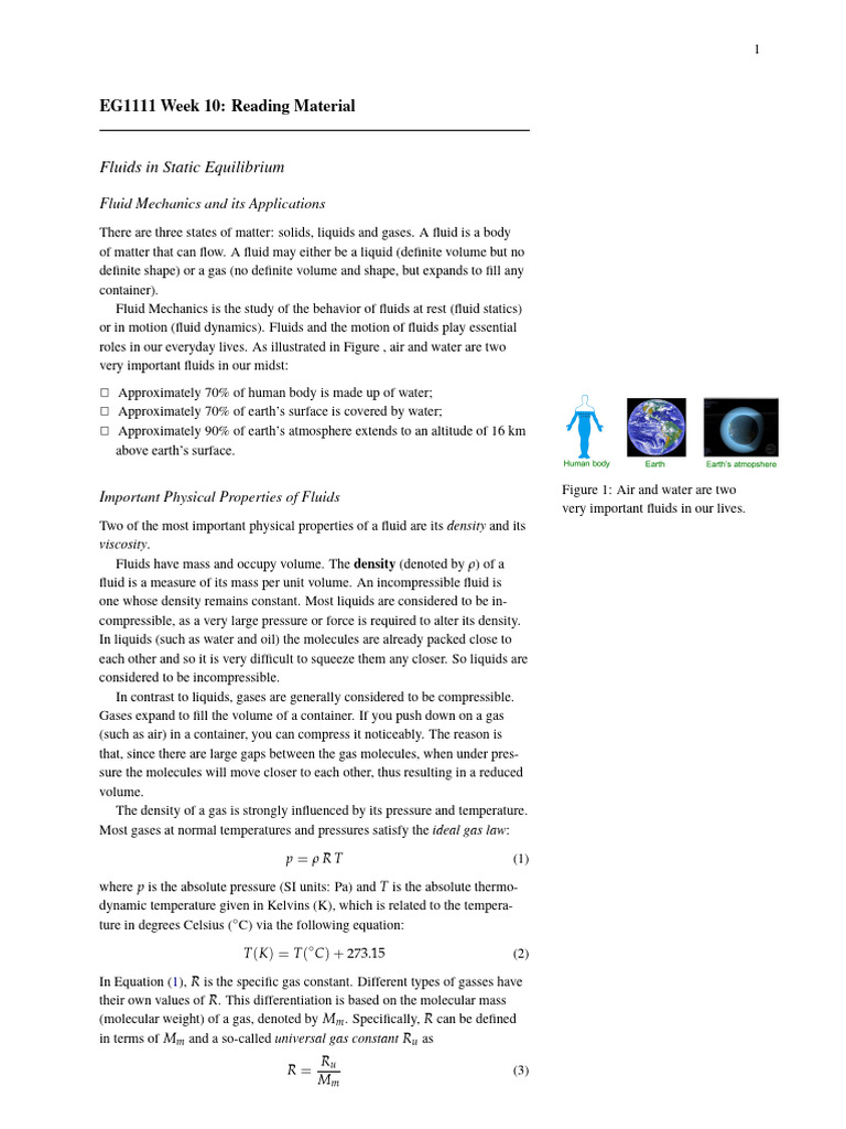ME1102 Fluids Reading | PDF | Buoyancy | Pressure