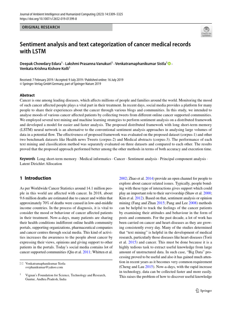 Sentiment Analysis and Text Categorization of Cancer Medical Records ...