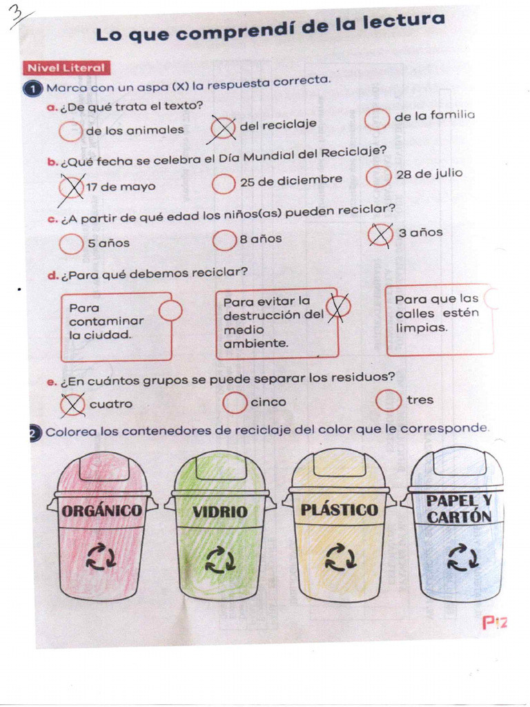 Comprensión de Texto Reciclaje | PDF