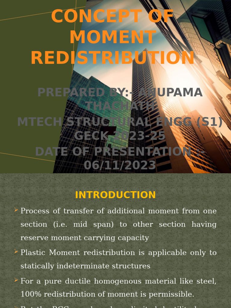 Concept of Moment Redistribution | PDF | Beam (Structure) | Structural Engineering