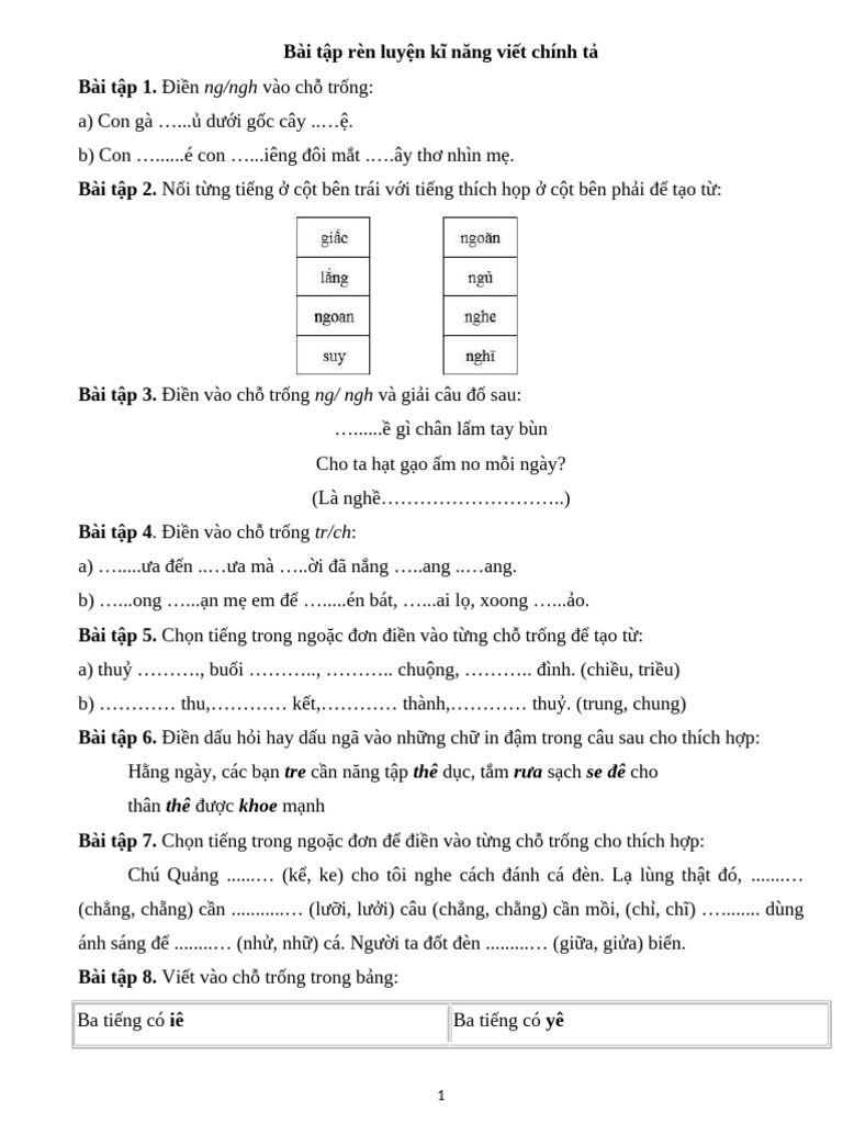 BT kt chính tả | PDF