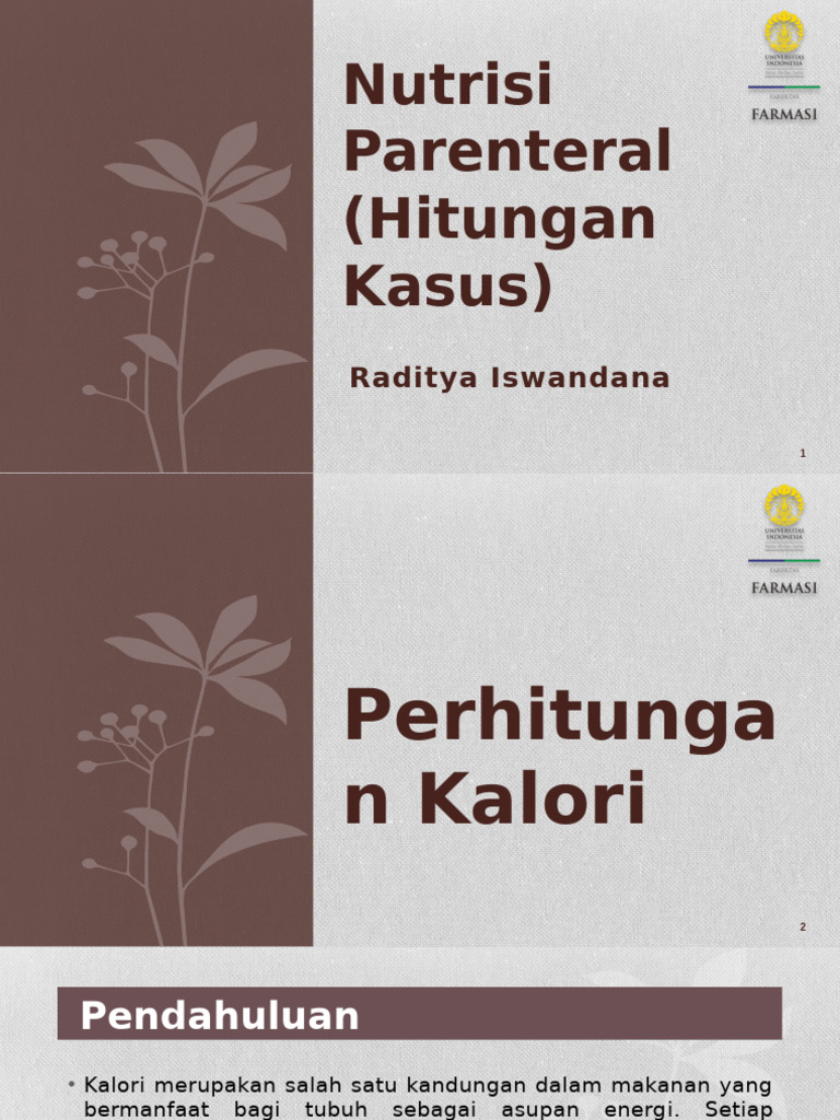 Topik 6 Nutrisi Parenteral (TPN Hitungan Kasus) | PDF | Kesehatan Holistik | Sains & Matematika