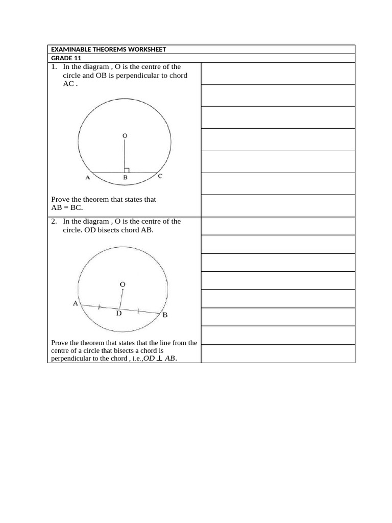 Geometry Theorems for Grades 11-12 | PDF