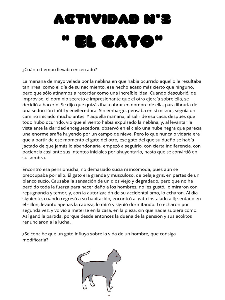Actividad N°3 El Gato | PDF | Gatos