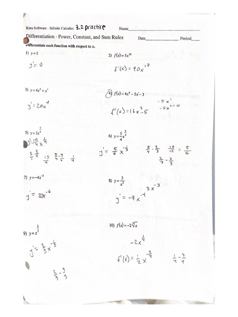 Differentiation - Power, Constant, and Sum Rules | PDF