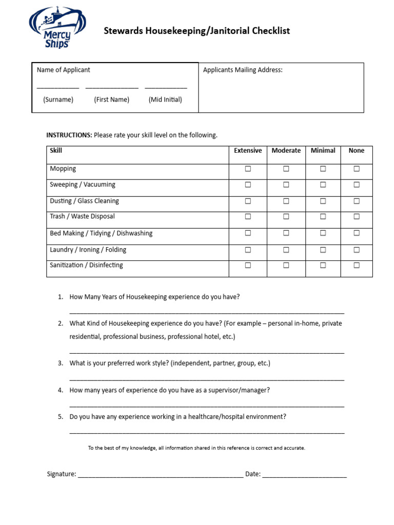 Stewards Housekeeping Checklist (Editable) | PDF | Housekeeping ...