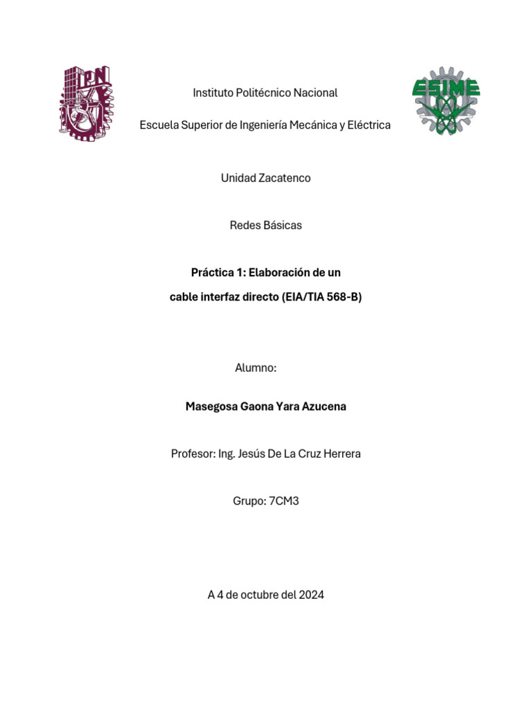 PrÃ¡ctica 1 Redes BÃ¡sicas | PDF | Equipo de telecomunicaciones | Informática