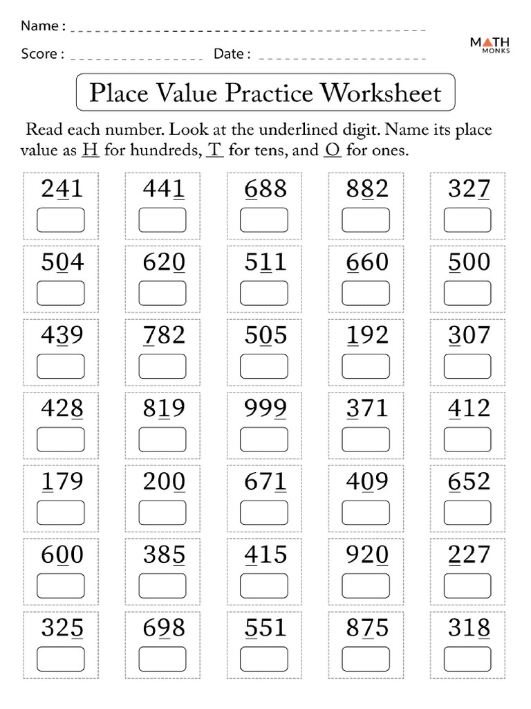 Place Value Worksheets Grade 2 | PDF