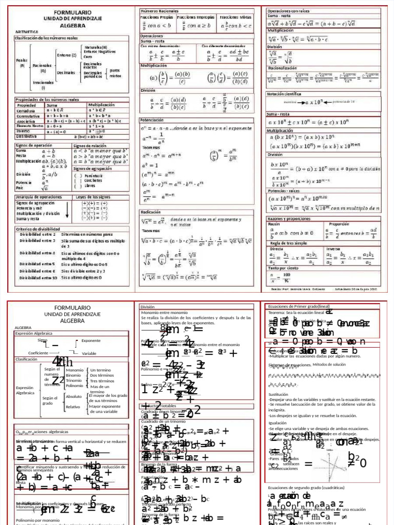 PDF Formulario de Matematicas | PDF | Ecuaciones | Objetos matemáticos