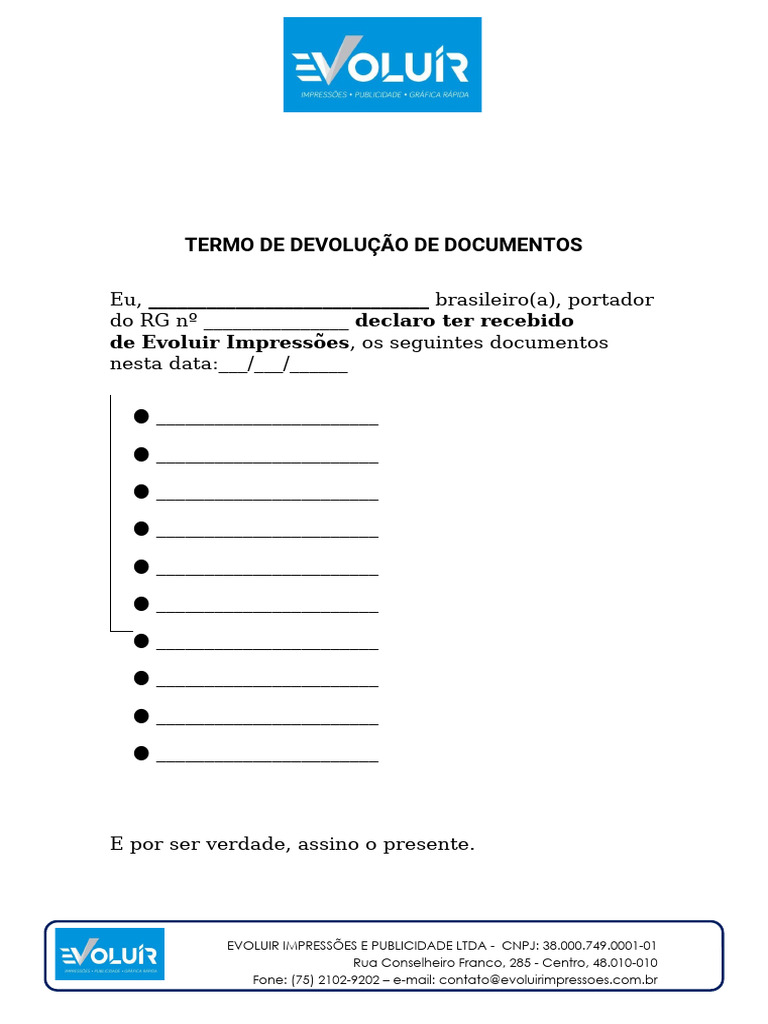 Termo de Recebimento de Documento | PDF