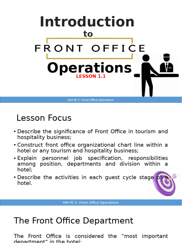 1.1 Intro To Front Office Operation | PDF | Hotel
