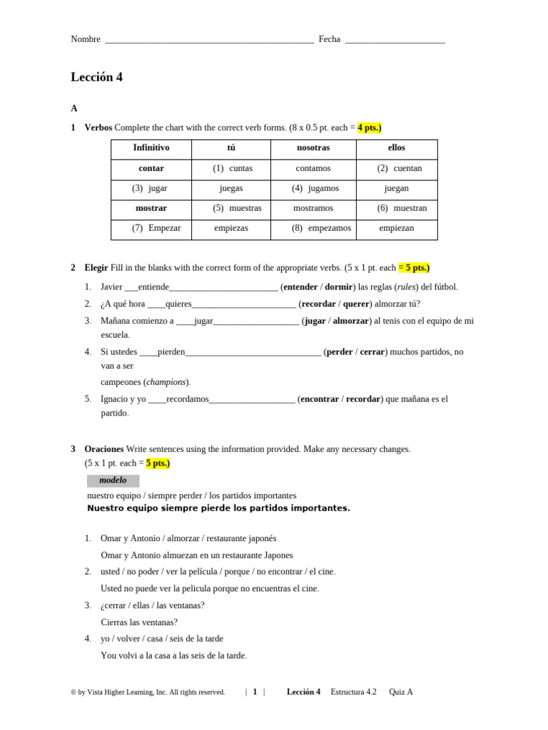 Stem Changing Verb Activities | PDF | Artes del Lenguaje y Comunicación