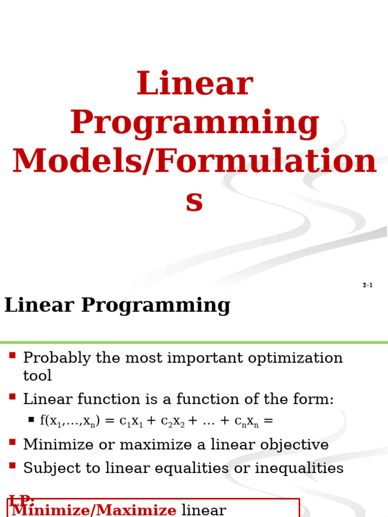 Lecture2.1 LP Models | PDF | Linear Programming | Loss Function